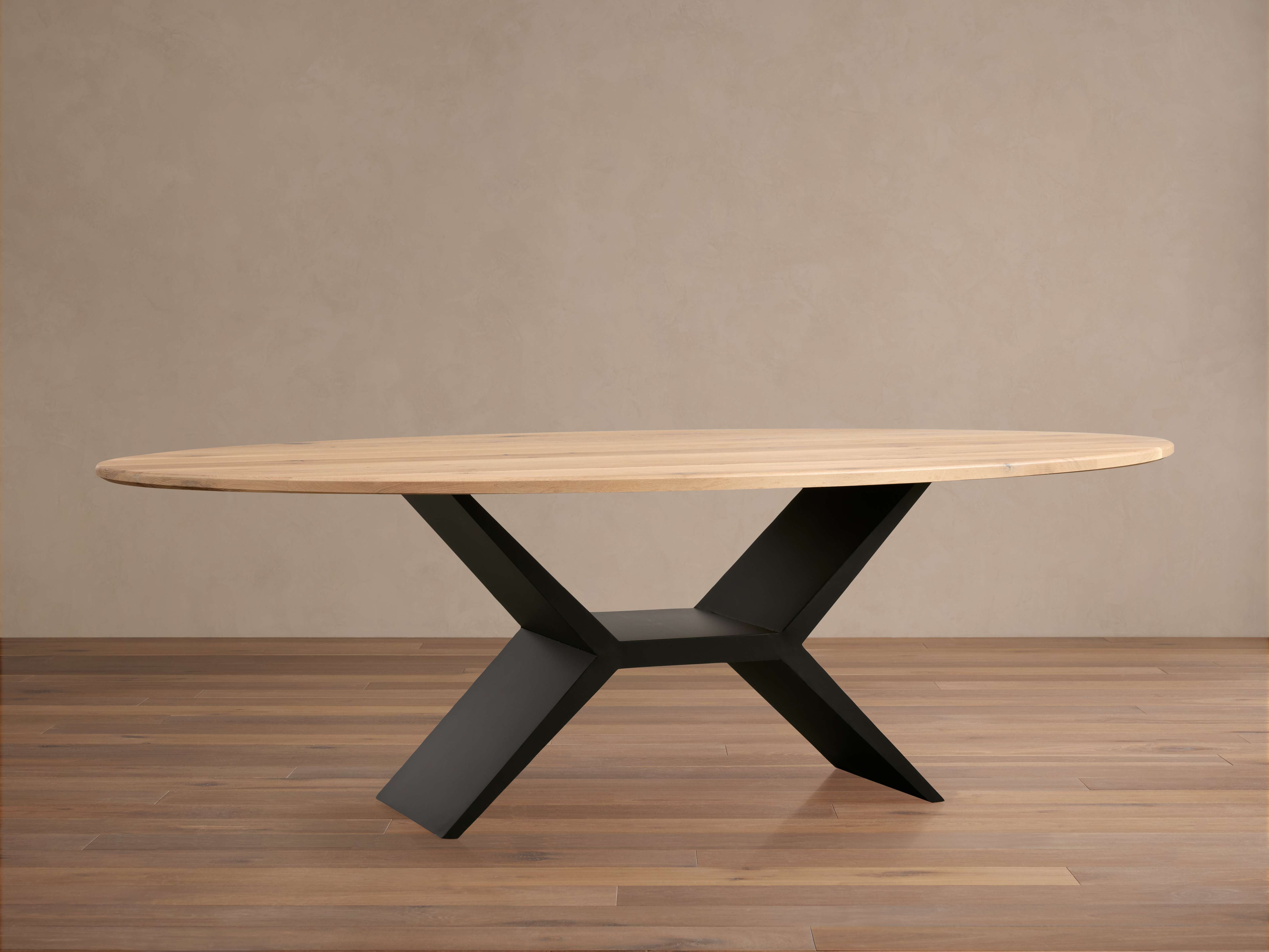 Jacob Oval Dining Table with Vertex Base in Flax Oak – Lumifys