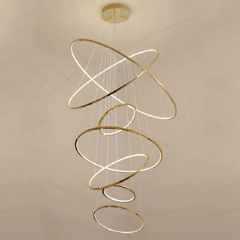 Multi Rings Modern Staircase Chandelier – Lumifys