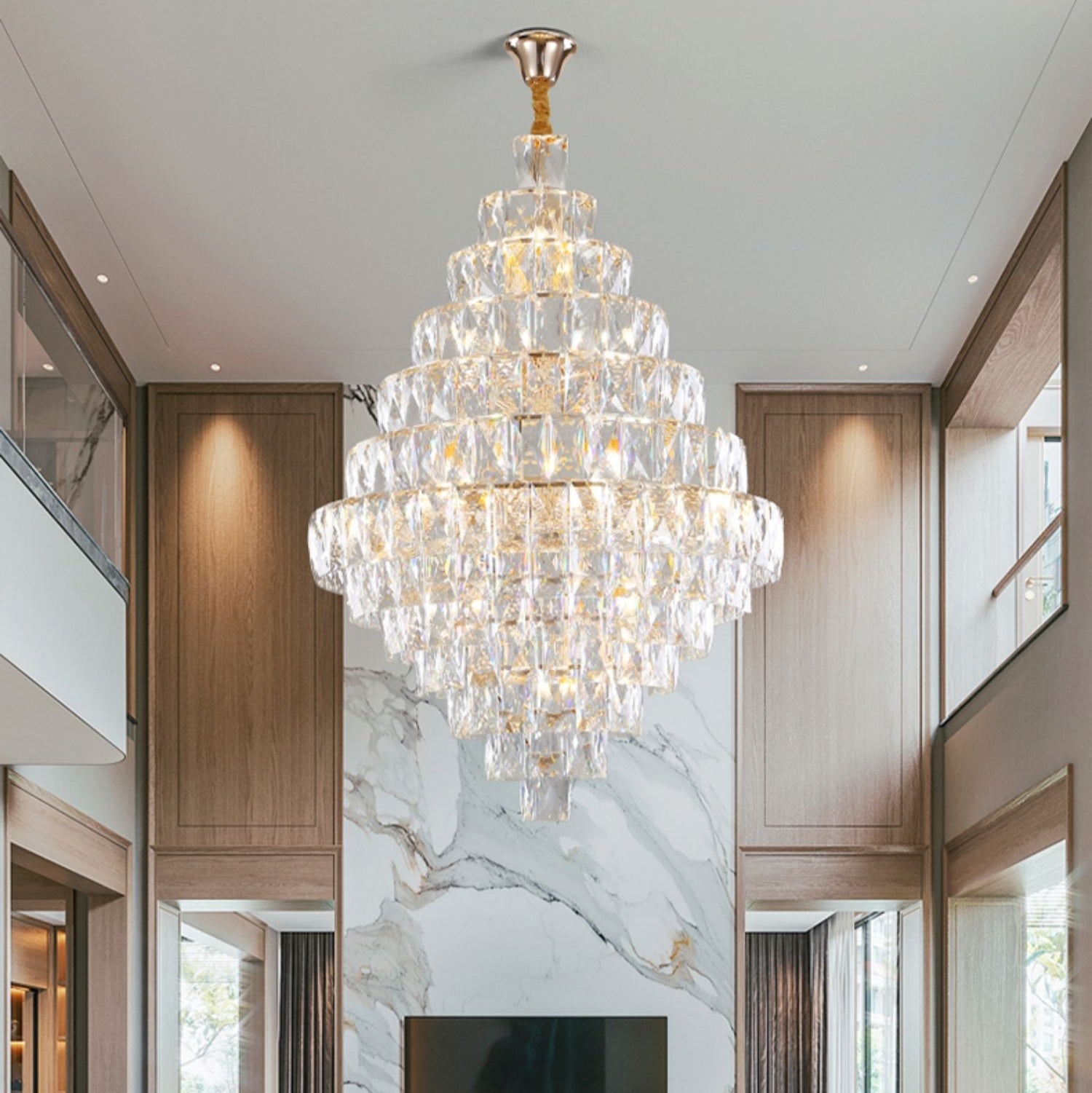 Extra Large Foyer Pure Crystal Ceiling Light Fixture Living Room ...