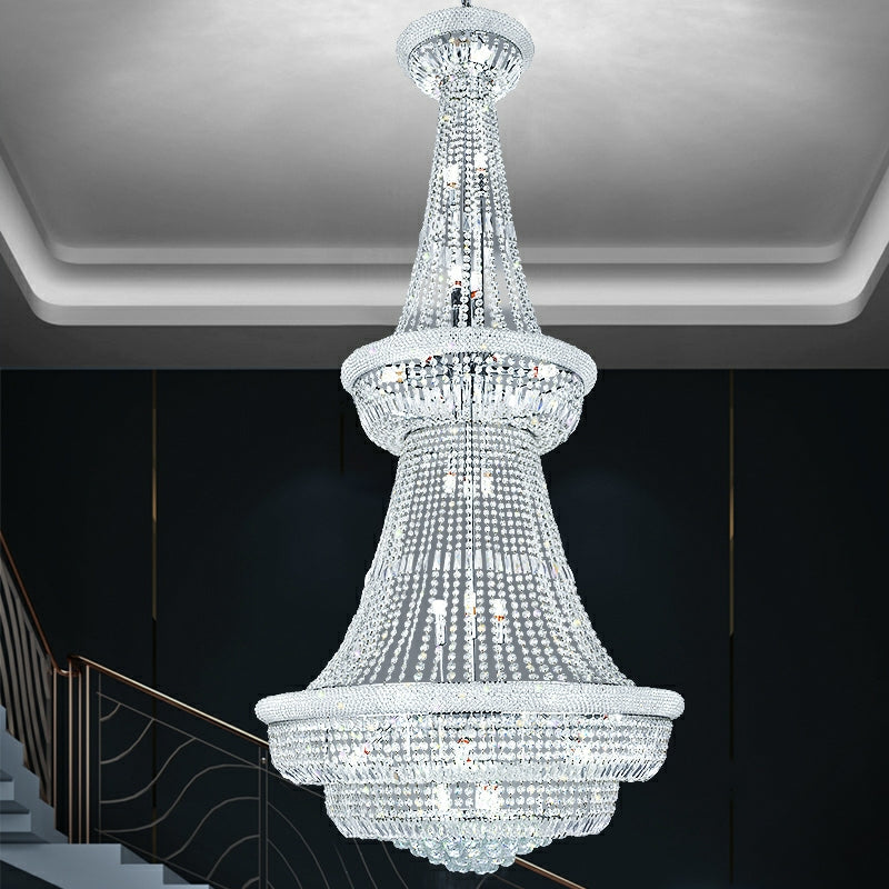 Silver/ Chrome Extra Large Crystal Chandelier Foyer Entryway Long ...