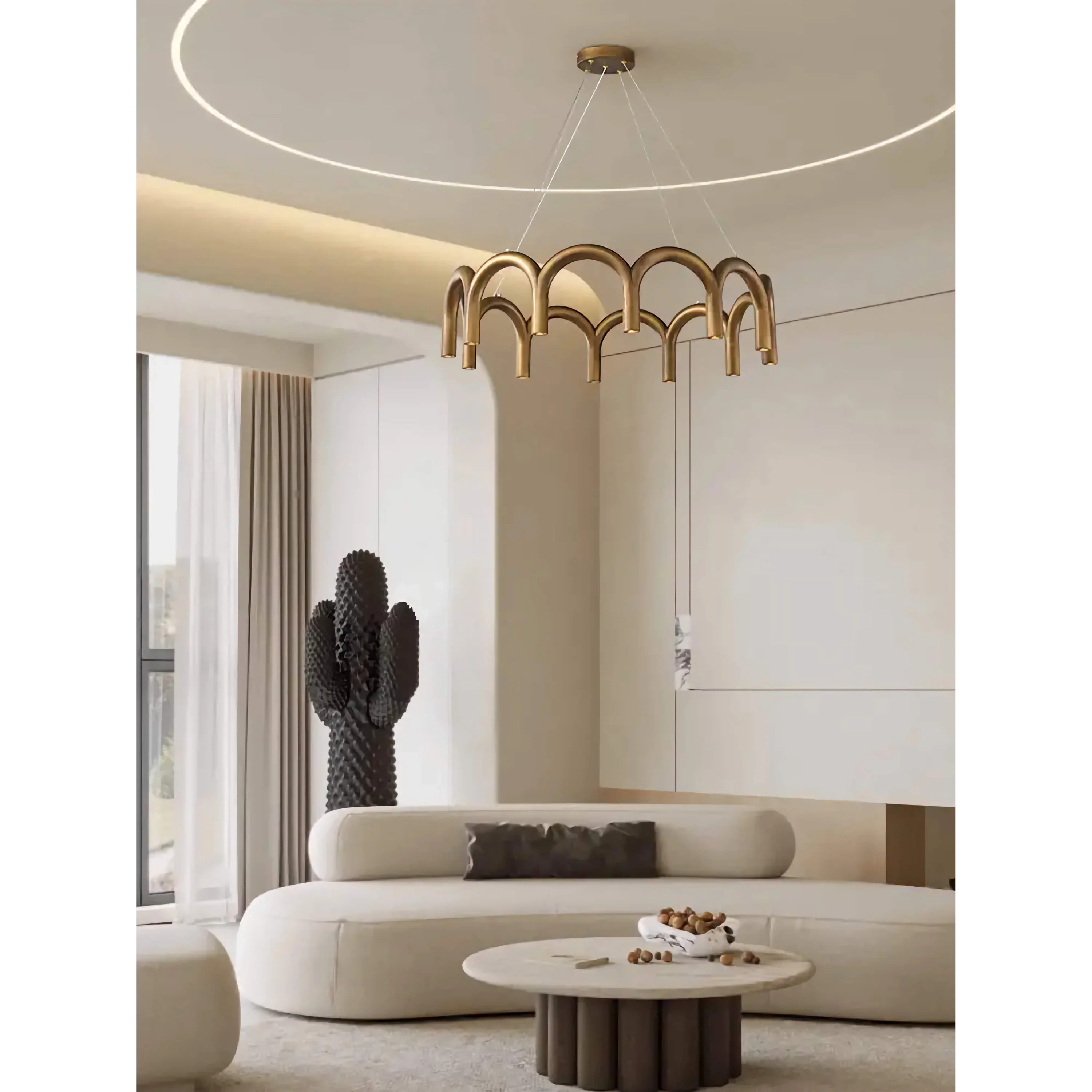 PATINATED BRASS ARCH CHANDELIER | CLFISH520S – Lumifys